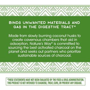 Nature's Way Activated Charcoal, Binds Unwanted Materials and Gas*, 560mg per Serving, 100 Capsules