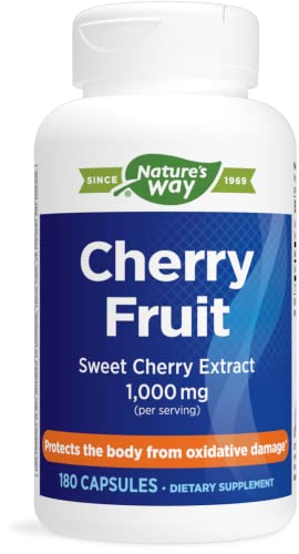 Nature's Way Cherry Fruit, Sweet Cherry Extract, Supports Antioxidant Pathways*, 1,000 mg Per Serving, 180 Capsules