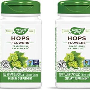 Nature's Way Premium Herbal Hops Flowers, 620 mg per Serving, 100 Vcaps - (Pack of 2)