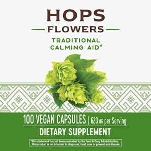 Nature's Way Premium Herbal Hops Flowers, 620 mg per Serving, 100 Vcaps - (Pack of 2)