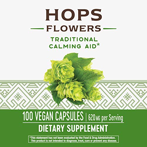 Nature's Way Premium Herbal Hops Flowers, 620 mg per Serving, 100 Vcaps - (Pack of 2)