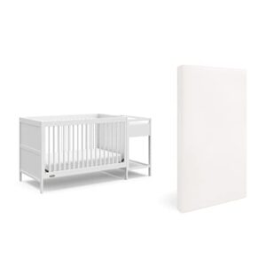 graco fable convertible  crib & changer with premium foam crib and toddler mattress – white