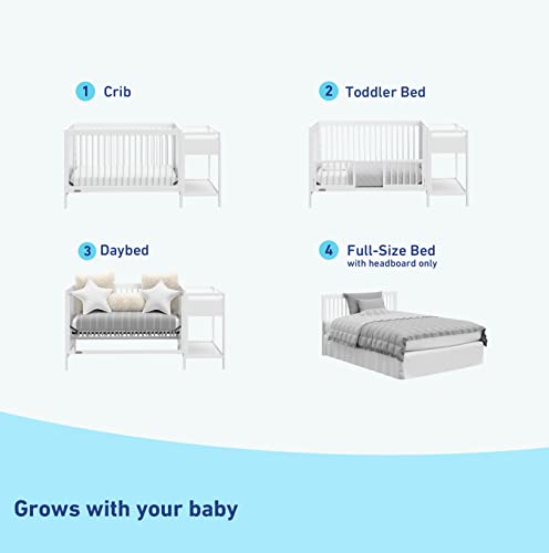 Graco Fable Convertible  Crib & Changer with Premium Foam Crib and Toddler Mattress - White