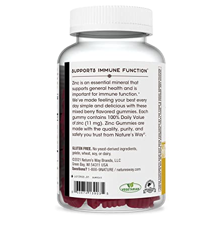 Nature's Way Zinc Gummies, Mixed Berry Flavored (200 ct.)