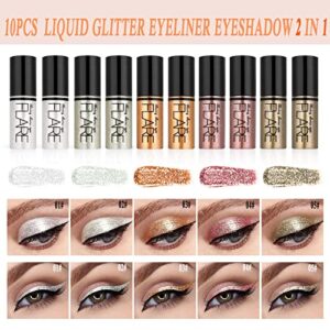 Lucoss Glitter Liquid Eyeliner Eye Shadow Makeup Kit Long Lasting Waterproof Sparkling Eyeshadow Liquid Metallic Eye Glitter Makeup