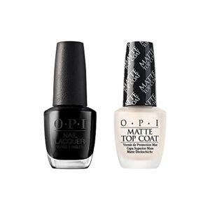 opi nail lacquer, black onyx & matte top coat bundle