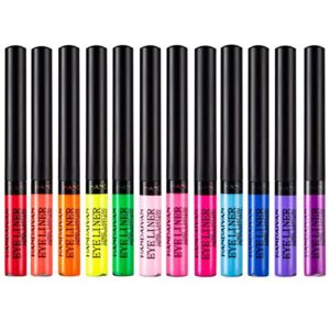 bestland 12 colors matte liquid eyeliner set uv glow rainbow colorful neon eyeliner pencil pigmented waterproof smudgeproof long lasting gel eye liner eye makeup gift kit for women (set c)