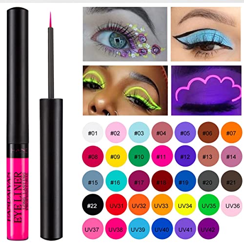 BestLand 12 Colors Matte Liquid Eyeliner Set UV Glow Rainbow Colorful Neon Eyeliner Pencil Pigmented Waterproof Smudgeproof Long Lasting Gel Eye Liner Eye Makeup Gift Kit for Women (Set C)