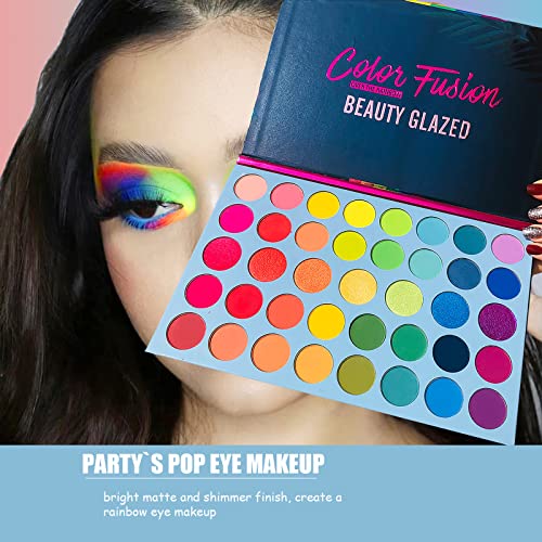 [Valentine`s Day Gift] Color Fusion Eyeshadow Palette Highly Pigmented 39 Shades Matte and Shimmers Makeup Palette, Blendable Waterproof Eye Shadow, Cruelty- Free Makeup Pallet, Full Face Eye Make Up Colorful Color Play