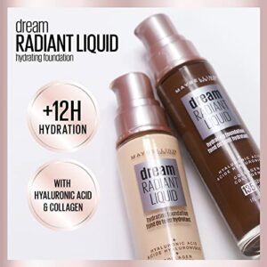 Maybelline Dream Radiant Liquid Medium Coverage Hydrating Makeup, Lightweight Liquid Foundation, Classic Ivory, 1 Count