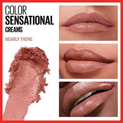 Maybelline Color Sensational Lipstick, Lip Makeup, Cream Finish, Hydrating Lipstick, Nearly There, Nude,1 Count