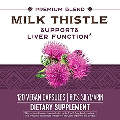 Nature's Way Milk Thistle, Premium Blend, 80% Silymarin per serving, Non-GMO, 120 Capsules