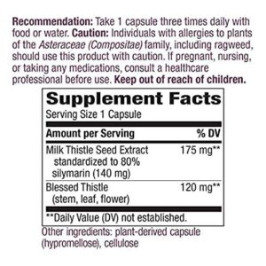 Nature's Way Milk Thistle, Premium Blend, 80% Silymarin per serving, Non-GMO, 120 Capsules