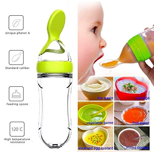 Baby Food Feeder, Fresh Food - 2 Pack Fruit Feeder Pacifier, 6 Different Sized Silicone Pacifiers | Baby Food Dispensing Spoon | Baby Feeding Set | Fresh Frozen Fruit (Green)