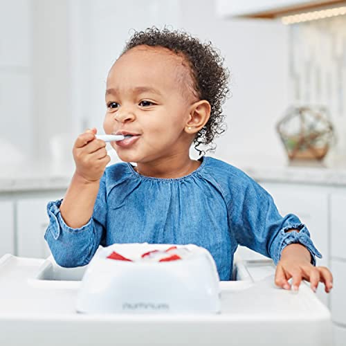 NumNum Pre-Spoon GOOtensils | Baby Spoon Set (Stage 1 + Stage 2) | BPA Free Silicone Self Feeding Toddler Utensils | for Kids Ages 6 Months+, 1-Pack, Two Spoons, Frosty Lilac/Rosebud