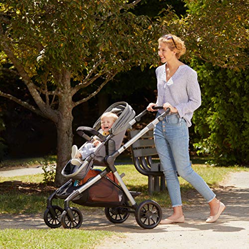 Evenflo Pivot Xpand Modular Stroller, Baby Stroller, Converts to Double Stroller, 4 Modes, Durable Construction, Extra-Large Storage Basket, Compact Folding Design, 55-lb Capacity, Percheron Gray