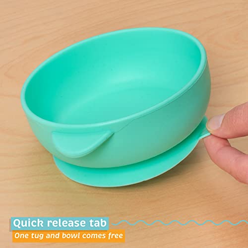 Upward Baby Bowls with Suction - 4 Piece Silicone Set with Spoon for Babies Kids Toddlers - BPA Free Baby Led Weaning Food Plates - First Stage Self Feeding Utensils