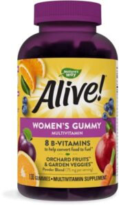 nature’s way alive! women’s gummy multivitamins, vitamins & minerals, supports whole body wellness*, vegetarian, mixed berry flavored, 130 gummies