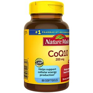 Nature Made CoQ10 200 mg, Dietary Supplement for Heart Health Support, 80 Softgels, 80 Day Supply