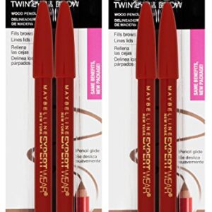 Maybelline New York Expert Wear Twin Brow & Eye Pencils Makeup, Blonde, 2 Count (Pack of 2)