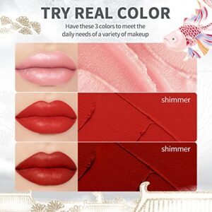 Catkin Nude Red Carving Matte Lipstick with Pink Lip Balm Makeup Set Moist Nourishing Lip Care Collection Xmas Gift