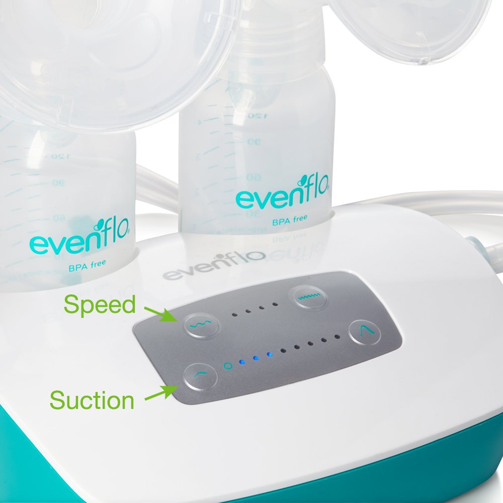 Evenflo Feeding Hospital Strength Deluxe Advanced Breast Feeding Closed System Double Electric Pump with 32 Settings - Additional Accessories Included