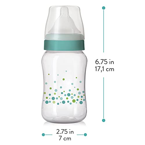 Evenflo Feeding Balance + Wide Neck Printed Bottles, 9oz 2pk, with Pacifier