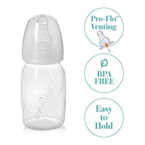 Evenflo Feeding Premium Proflo Vented Plus Polypropylene Baby, Newborn and Infant Bottles - Helps Reduce Colic - Clear, 4 Ounce (Pack of 6)