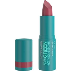 maybelline green edition butter cream high-pigment bullet lipstick, lagoon, mauve, 0.12 oz