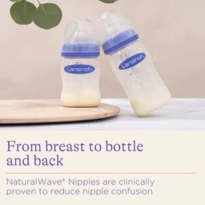 Lansinoh Baby Bottles for Breastfeeding Babies, 5 Ounces, 3 Count, Includes 3 Slow Flow Nipples (Size 2S)