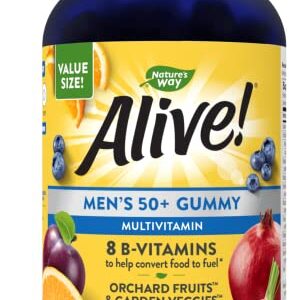 Nature’s Way Alive! Men’s 50+ Gummy Multivitamins, High Potency Formula, Supports Whole Body Wellness*, Fruit Flavored, 150 Gummies