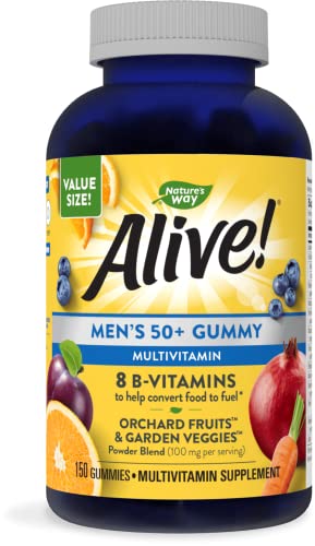 Nature’s Way Alive! Men’s 50+ Gummy Multivitamins, High Potency Formula, Supports Whole Body Wellness*, Fruit Flavored, 150 Gummies