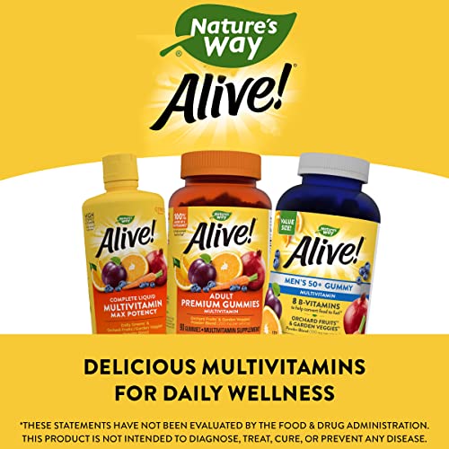 Nature’s Way Alive! Men’s 50+ Gummy Multivitamins, High Potency Formula, Supports Whole Body Wellness*, Fruit Flavored, 150 Gummies