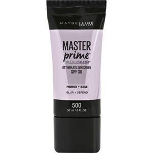 maybelline new york facestudio master prime primer makeup, blur+ defend, 1 fl oz (1 count)