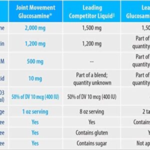 Glucosamine Chondroitin MSM - Natures Way Wellesse Joint Movement Liquid Dietary Joint Supplements Women Men - Hip Knee Back Arthritis with Hyaulic Acid Gluten - Move Free 33.8 oz (2)