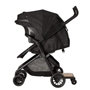 Evenflo Sibby Travel System, Stroller, Car Seat, Ride-Along Board, Oversized Storage Basket, 3-Panel Canopy, Multiple-Position Recline, Easy to Fold and Store, Materials, Charcoal