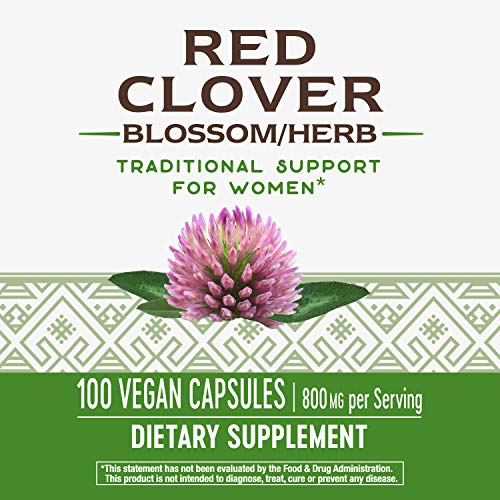 Nature's Way Red Clover Blossom Herb, Traditional Women's Health Support*, 800 mg per serving, 100 Vegan Capsules