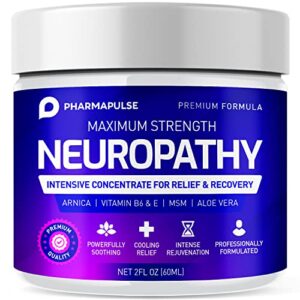 pharmapulse neuropathy nerve relief cream – maximum strength cream for feet, hands, legs, toes includes arnica, vitamin b6, aloe vera, msm – scientifically developed for effective relief 2oz