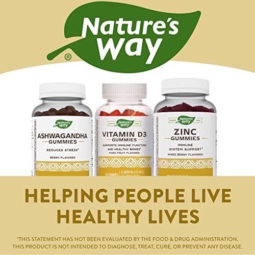 Nature’s Way Ashwagandha Gummies, Reduces Stress*, Adaptogenic Herb*, 125 mg Per Serving, Berry Flavored, 90 Gummies