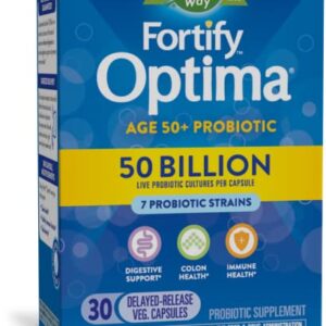 Nature's Way Fortify Optima Daily Probiotic for Men and Women 50+, 50 Billion Live Cultures per serving, Supports Digestive, Immune, and Colon Health*, 30 Vegan Capsules