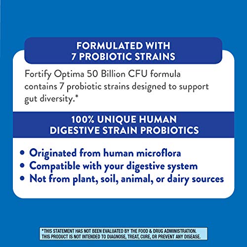 Nature's Way Fortify Optima Daily Probiotic for Men and Women 50+, 50 Billion Live Cultures per serving, Supports Digestive, Immune, and Colon Health*, 30 Vegan Capsules