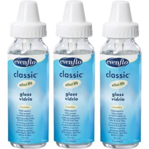 evenflo 3 pack classic glass bottle, 8-ounce