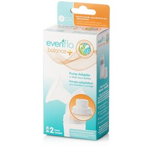 Evenflo Feeding Breast Pump Adapter to Balance Plus Wide Neck Baby Bottle (Pack of 2), White (5142112)