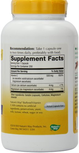 Nature's Way Buffered C-500 Mineral Ascorbate; 500 mg Vitamin C per Serving; 250 Capsules