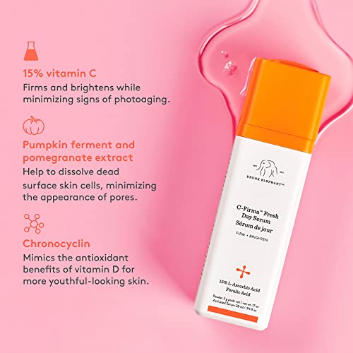 Drunk Elephant C-Firma Fresh Day Serum and B-Hydra Intensive Hydration Serum (1.69 Fl Oz), Firming and Brightening Serum for Damaged and Aging Skin and Anti Wrinkle Serum for All Skin Types (Set of 2)