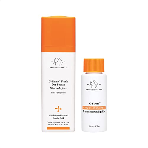 Drunk Elephant C-Firma Fresh Day Serum and B-Hydra Intensive Hydration Serum (1.69 Fl Oz), Firming and Brightening Serum for Damaged and Aging Skin and Anti Wrinkle Serum for All Skin Types (Set of 2)