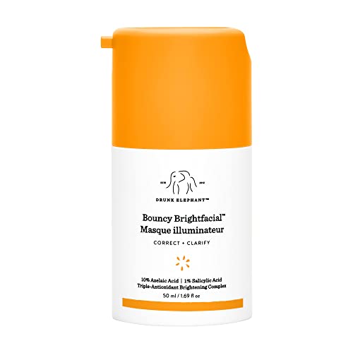 Drunk Elephant Bouncy Brightfacial Leave-On Face Mask with Azelaic Acid and Salicylic Acid to Correct and Clarify Skin (50mL / 1.69 Fl Oz)