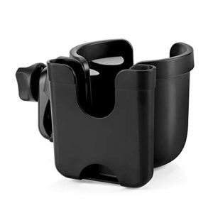 accmor stroller cup holder with phone holder, bike cup holder, cup holder for uppababy, nuna stroller, 2-in-1 universal cup phone holder for stroller, bike, wheelchair, walker, scooter, black