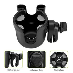 Accmor Stroller Cup Holder with Phone Holder, Bike Cup Holder, Cup Holder for Uppababy, Nuna Stroller, 2-in-1 Universal Cup Phone Holder for Stroller, Bike, Wheelchair, Walker, Scooter, Black