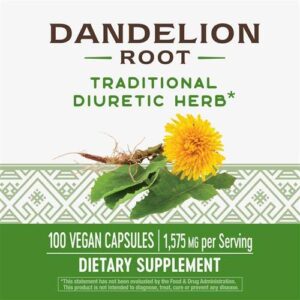 Nature's Way Dandelion Root, 1,575 mg, Non-GMO Project Verified, Gluten Free, Vegetarian, 100 Capsules, Pack of 2